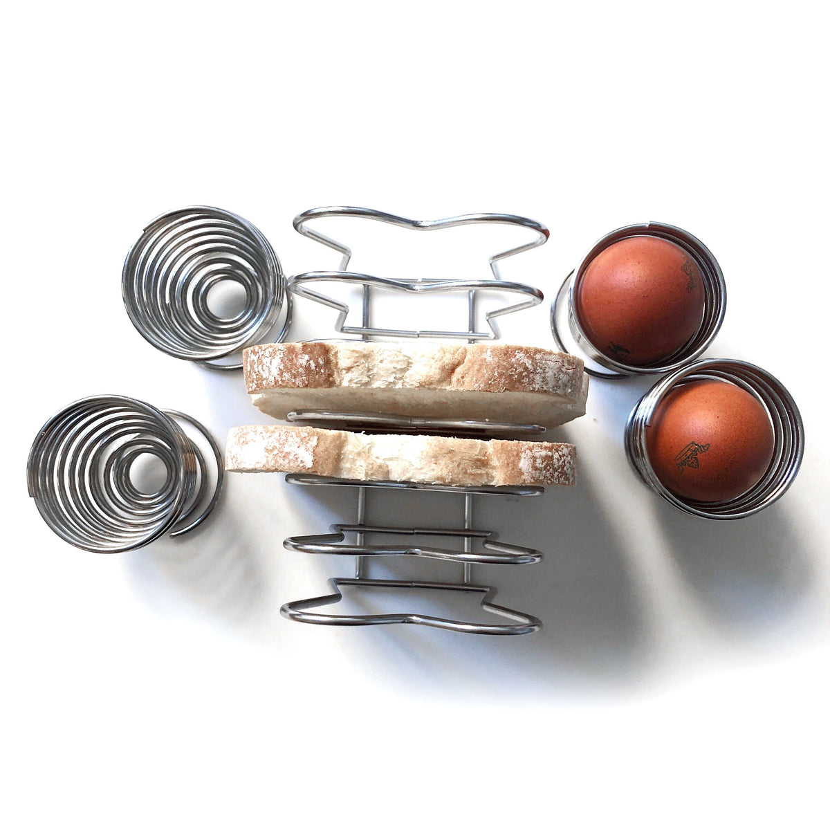 Spiral Chrome Egg Cups and Toast Holder Set – Jean Patrique ...
