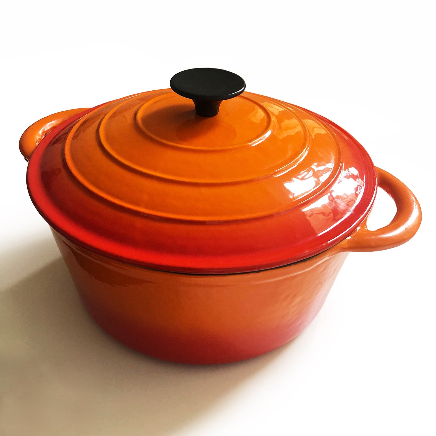 Round Dutch Oven Casserole Dish - Orange Cast Iron 26cm / 10.2 Inch ...